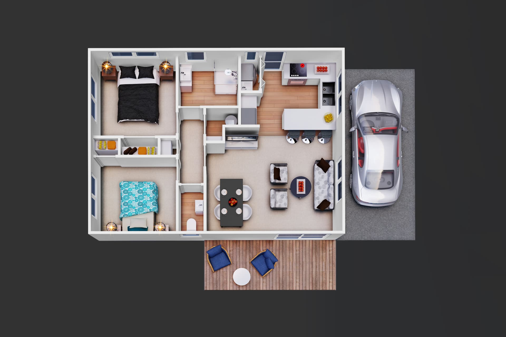 Granny Flat House Plan 2 Bedroom 60m2 | Latitude Homes